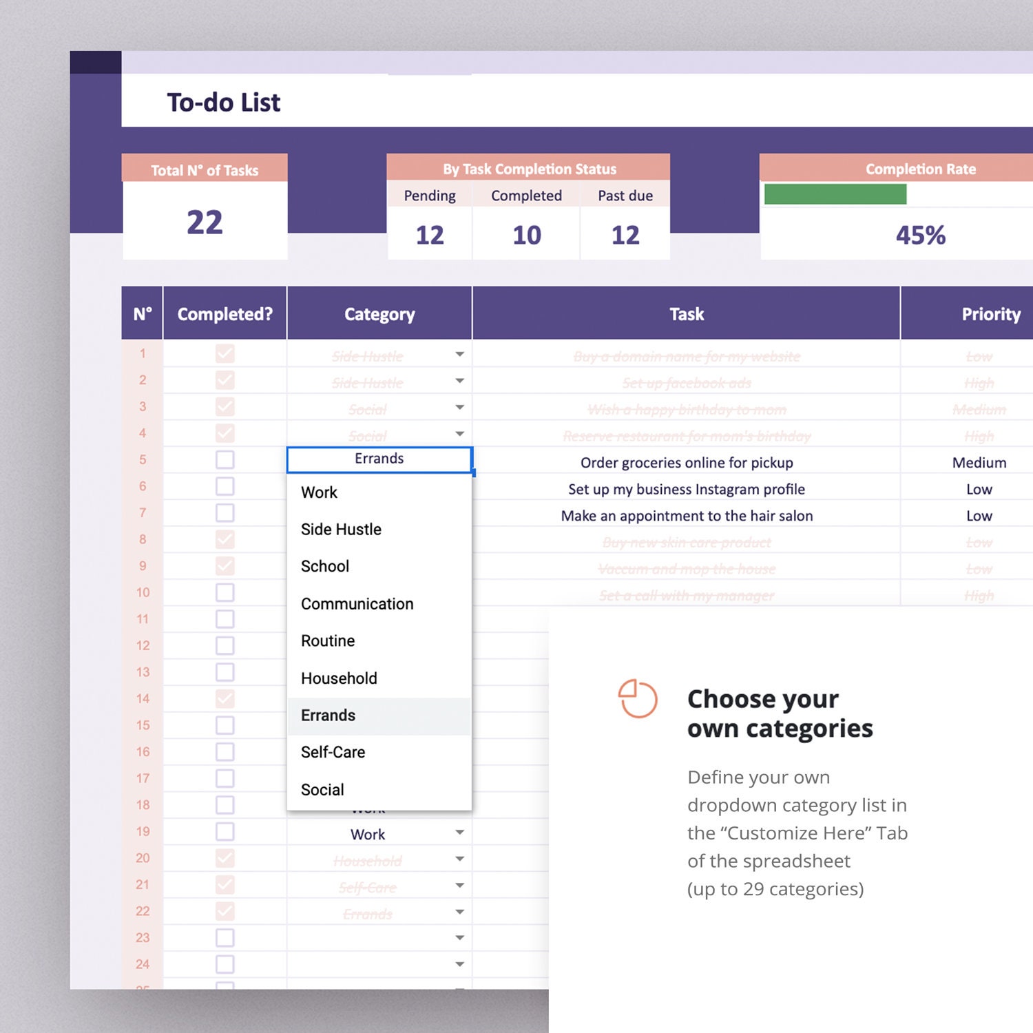 Digital to Do List Google Sheets Template Student Planner Productivity ...