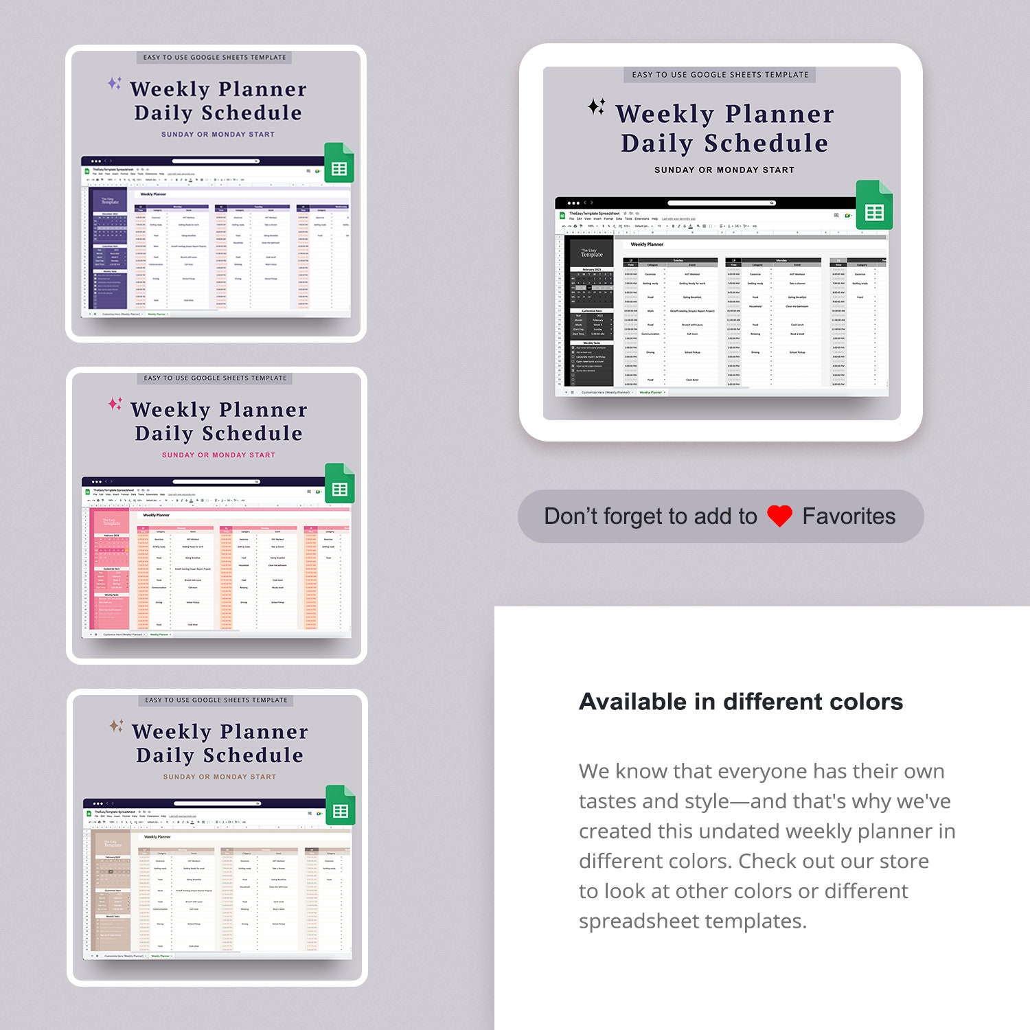 Workday Planner Digital Office Schedule Employee Planner Digital Planner Spreadsheet Google ...