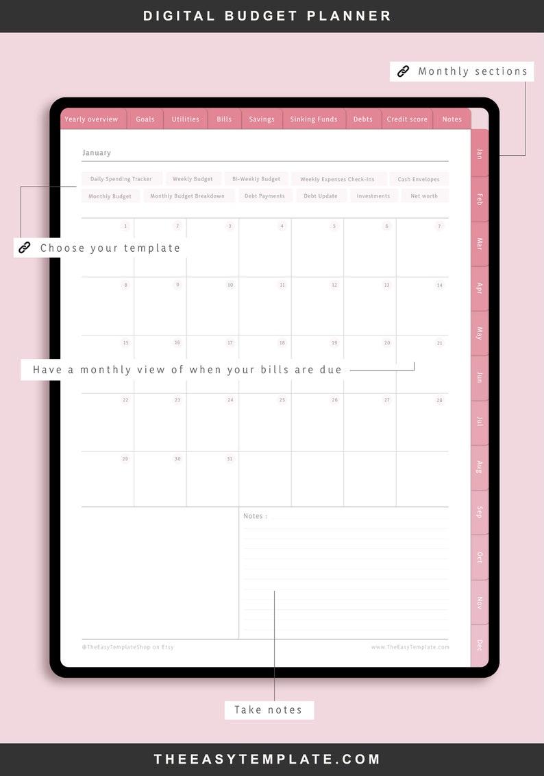Digital Budget Planner Monthly Budget Weekly Paycheck Digital - Etsy