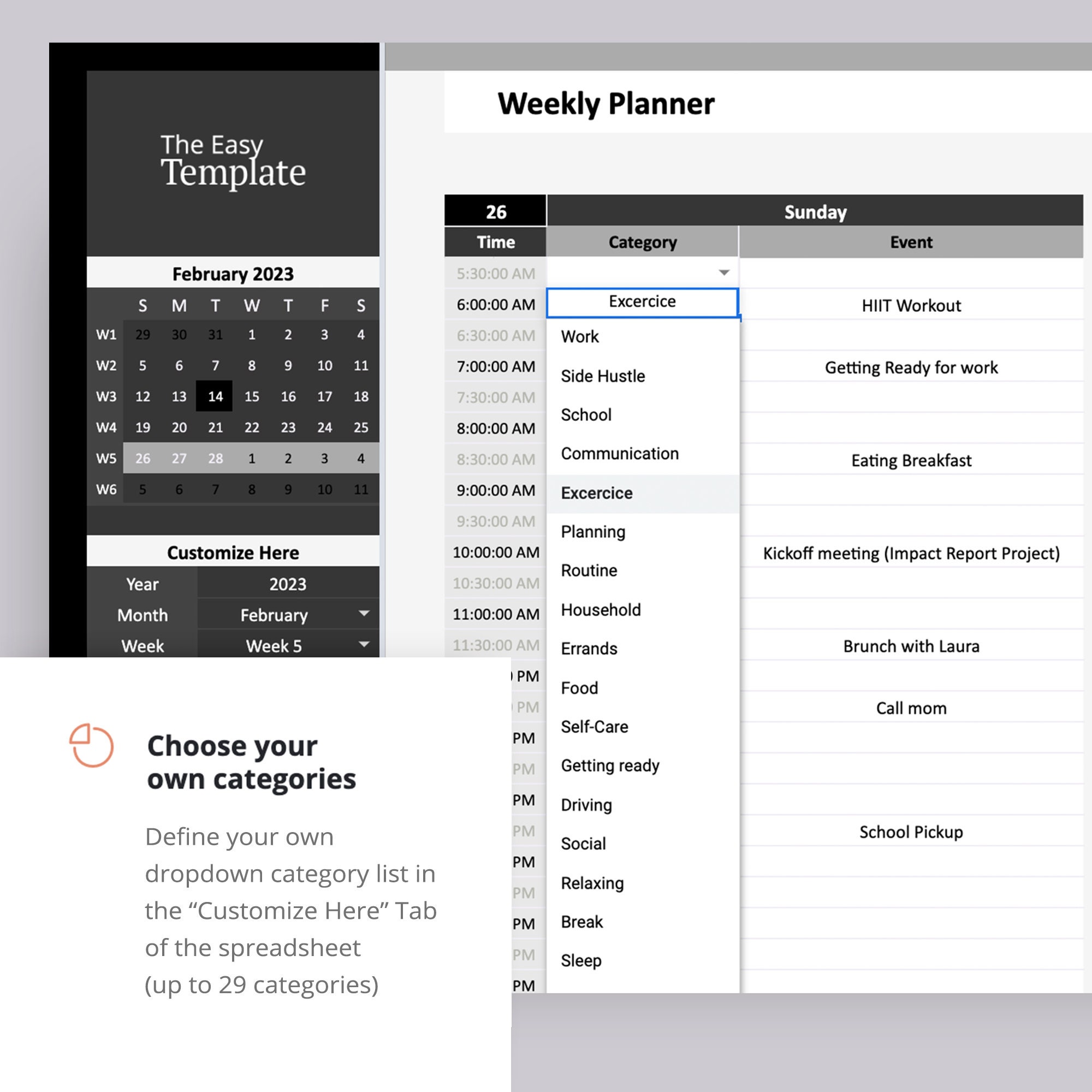 Workday Planner Digital Office Schedule Employee Planner Digital ...