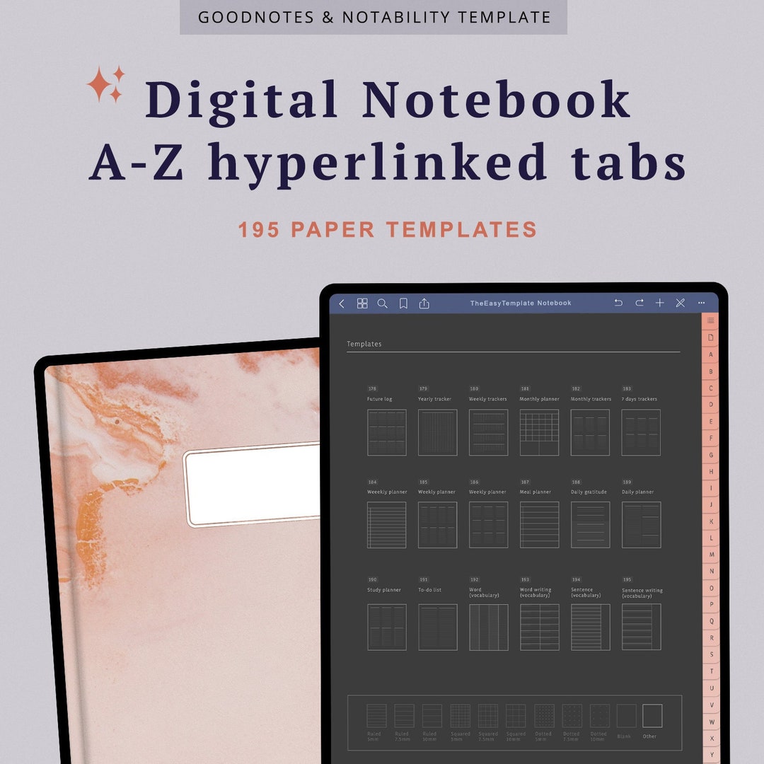 Goodnotes Planner White Lines & Dots Paper Dark Mode Digital Notebook ...