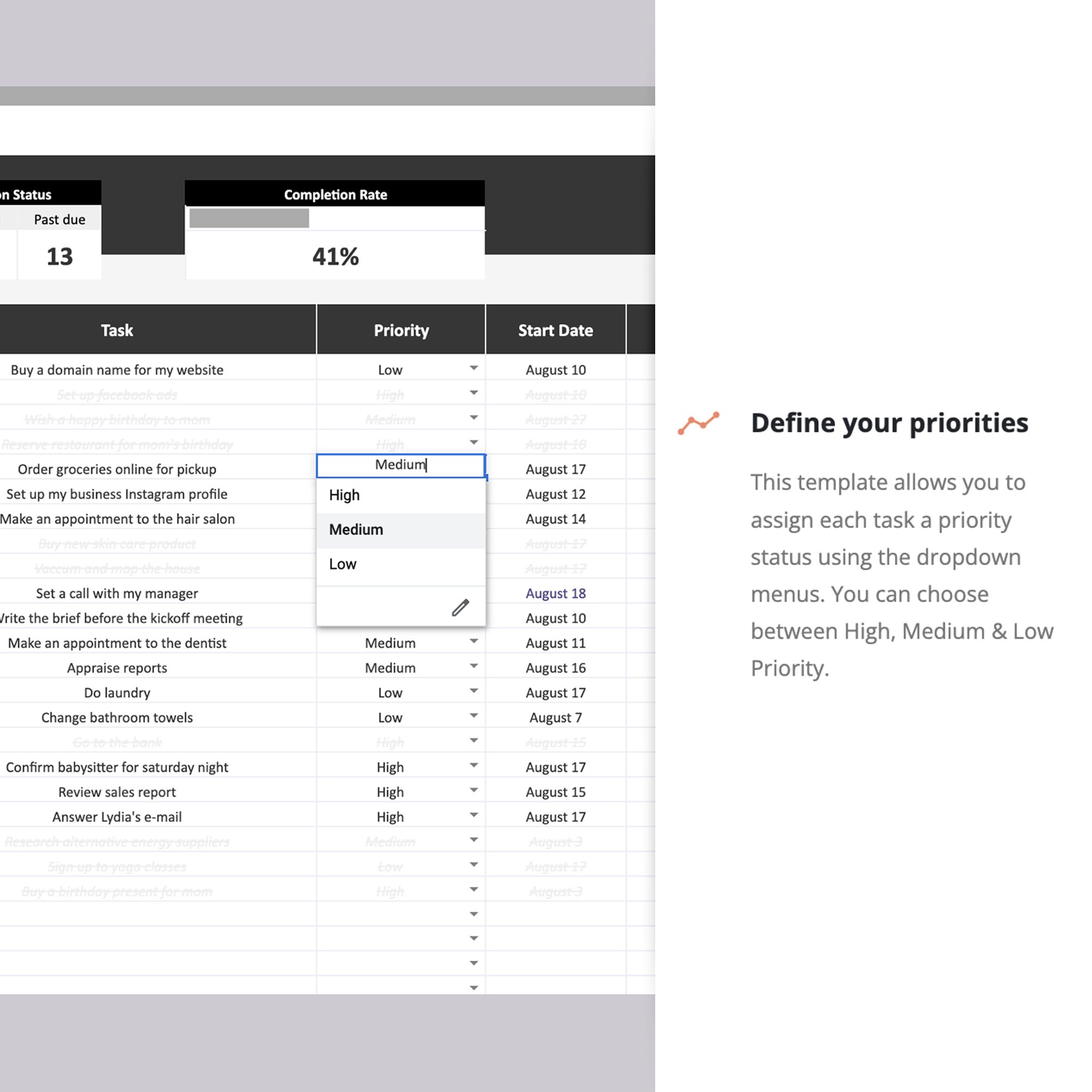 To Do List Tracker Digital Task Planner Spreadsheet Productivity ...