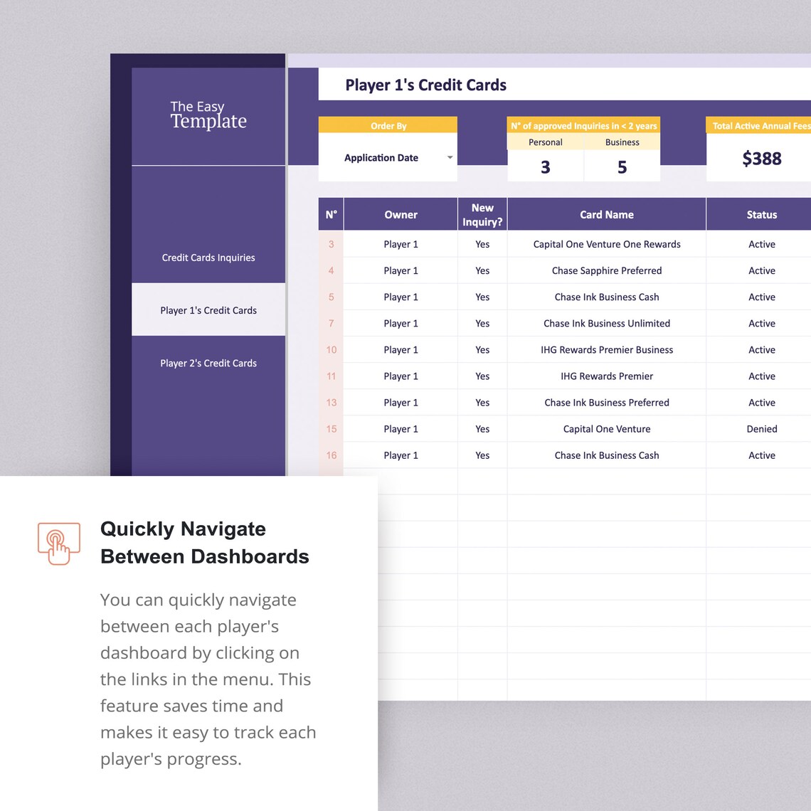 Credit Card Churning Tracker Template Google Sheets Travel Hacking ...