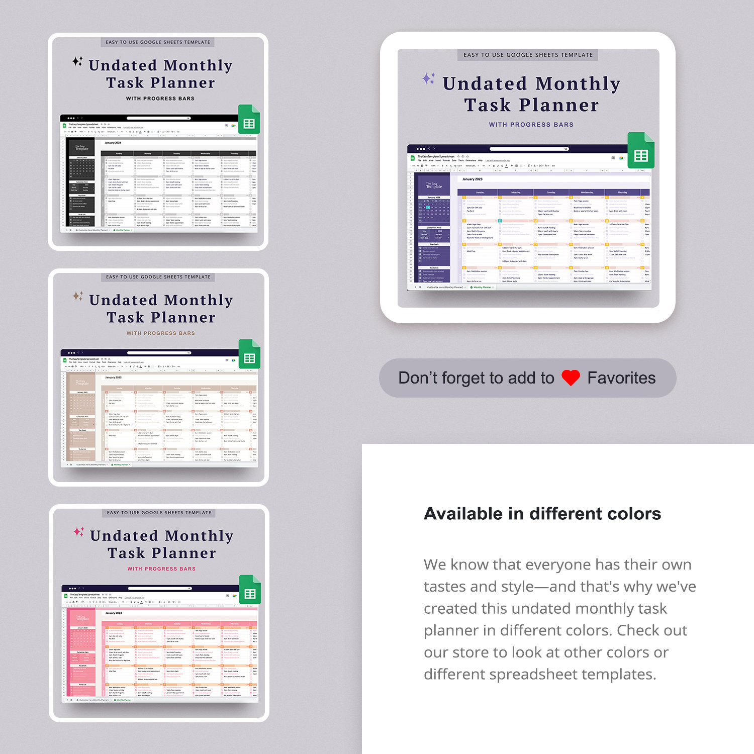 Monthly Calendar Google Sheet to Do List Template Digital Planner ...