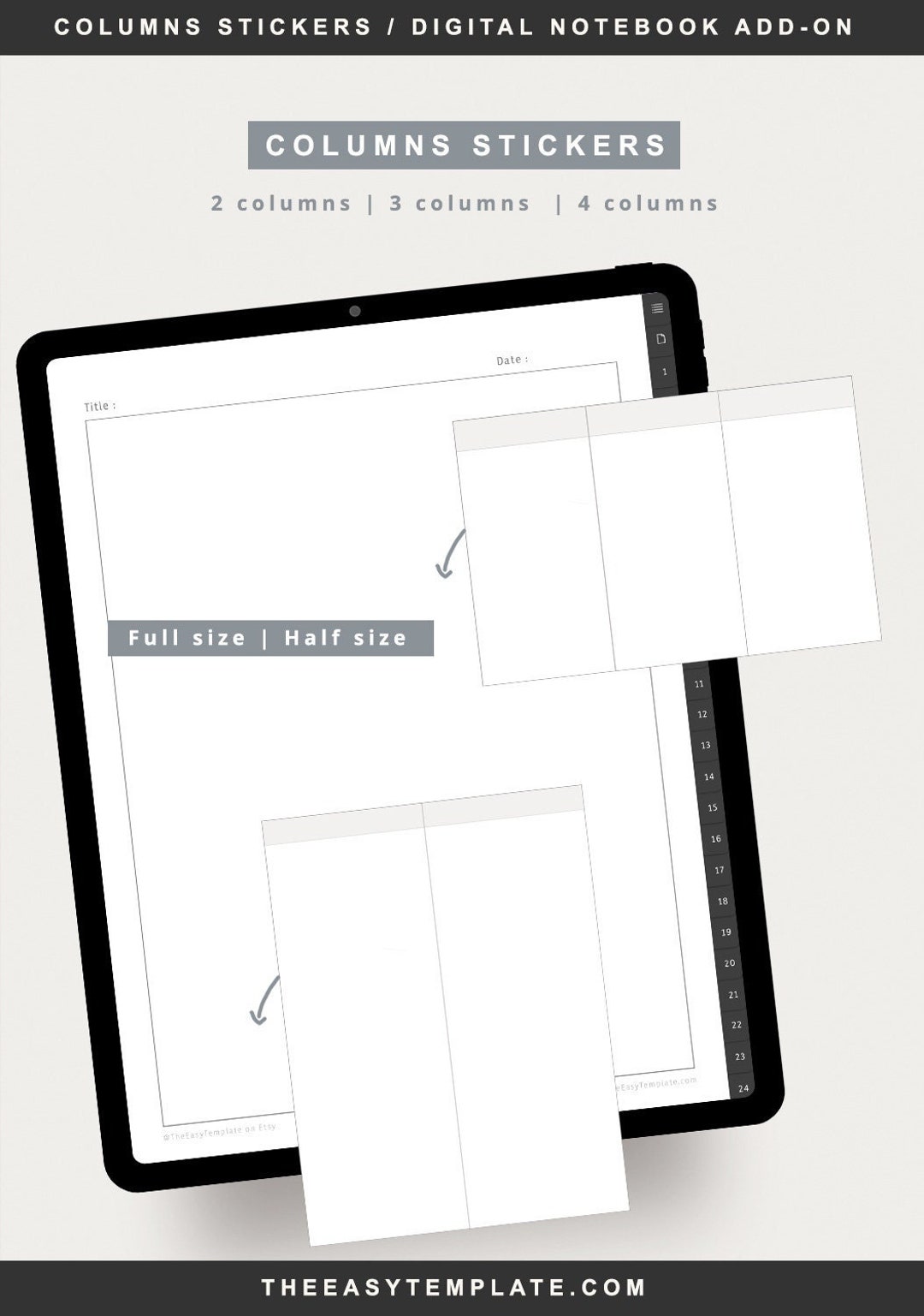 Digital Column Sticker Goodnotes Column Add-on Predrawn Columns for ...