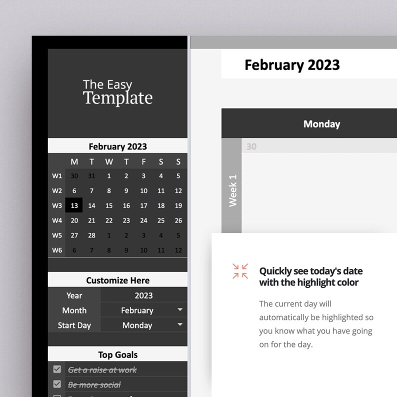 Editable Monthly Calendar, Monthly Planner Template, Automated ...