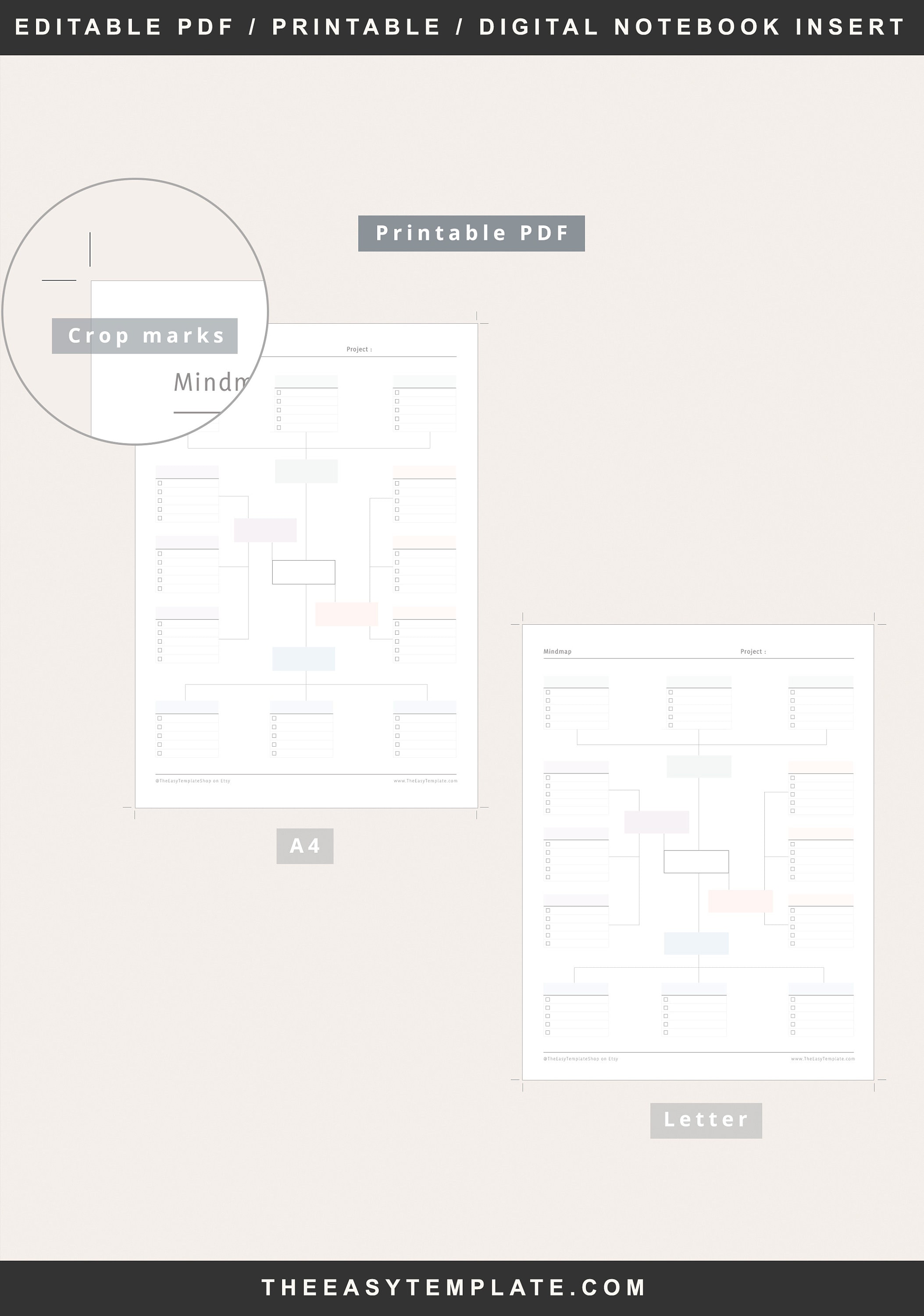 Vertical Mind Map, Fillable PDF Printable Mind Map Planner Idea Board ...