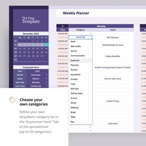 Google Sheets Weekly Template Digital Schedule Daily Planner Sheets ...