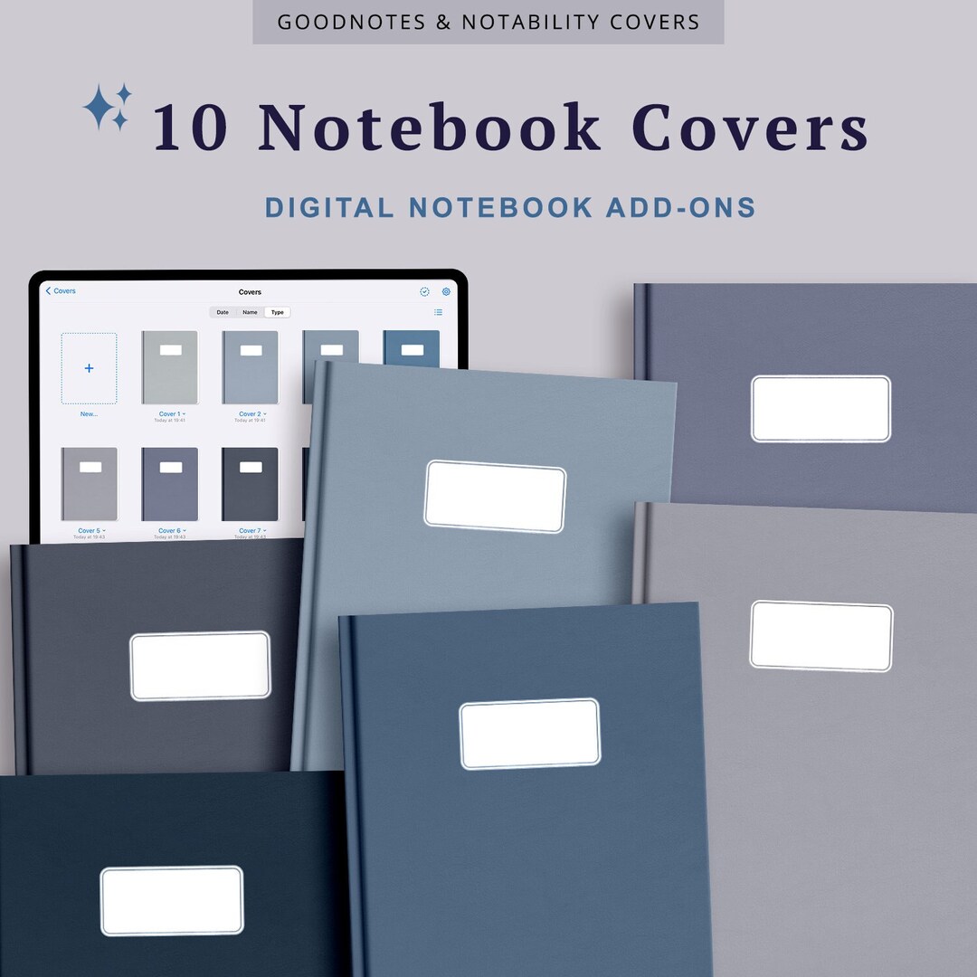 Blue Digital Covers Goodnotes Notebook Minimalist Covers Dreamy Blue ...