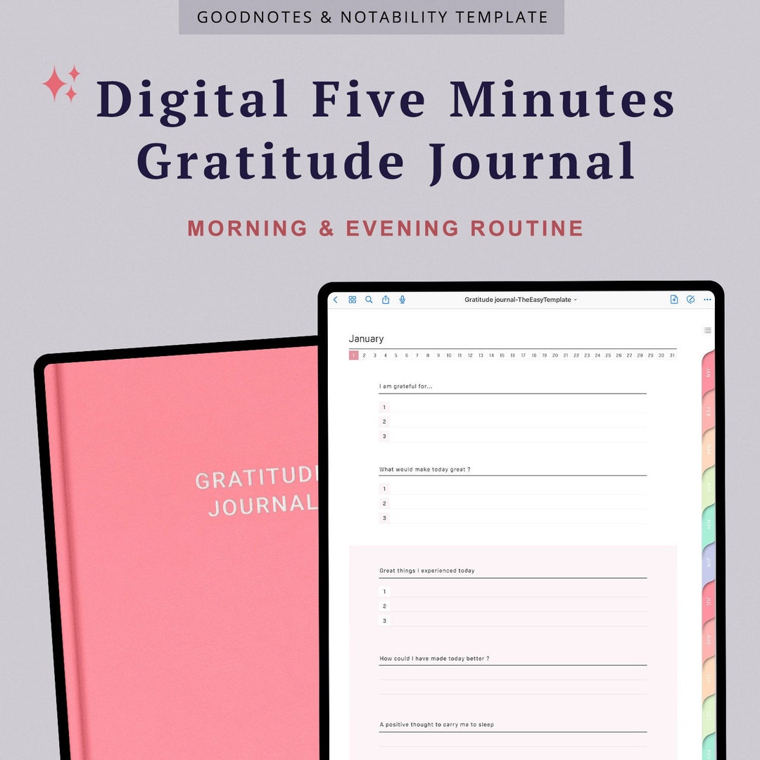 Digital Five Minute Journal Digital Planner Goodnotes Manifesting ...