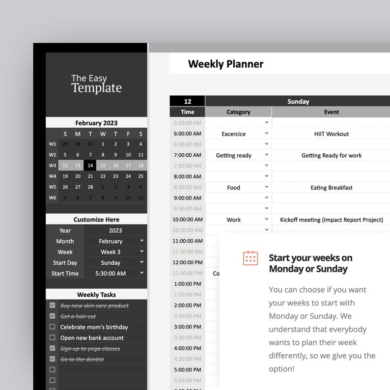 Workday Planner Digital Office Schedule Employee Planner Digital ...