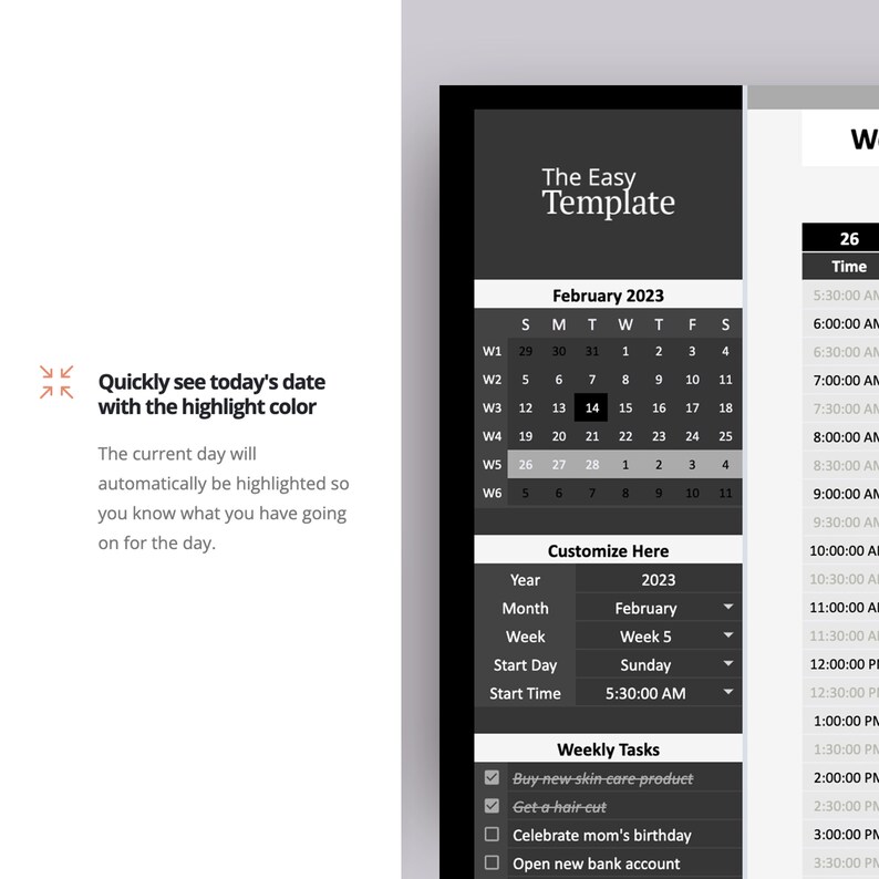 Workday Planner Digital Office Schedule Employee Planner Digital ...