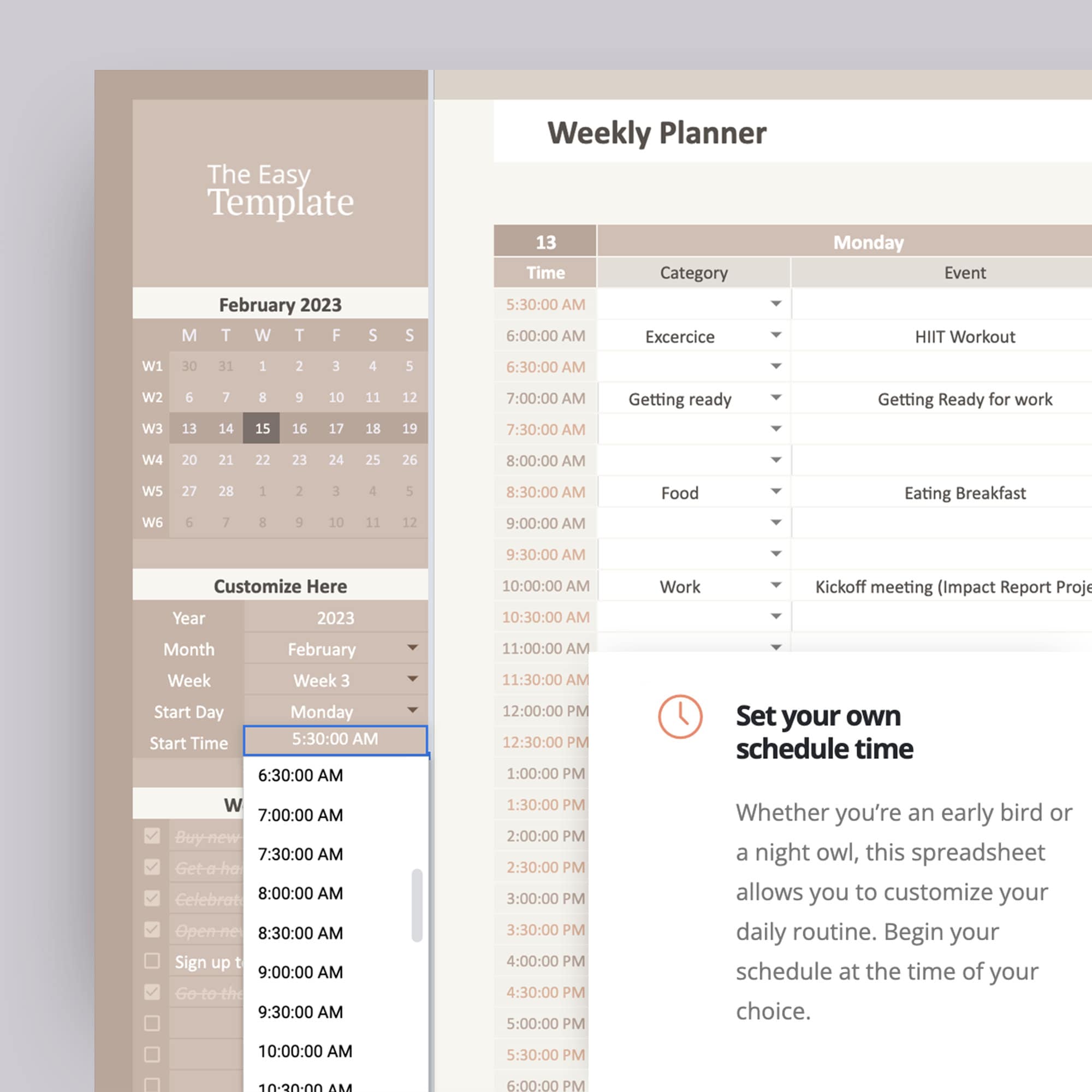 Weekly Work Schedule Spreadsheet Weekly Sheet Scheduling Sheet Daily ...