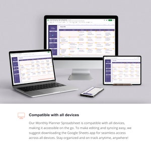 Monthly Calendar Google Sheet to Do List Template Digital Planner ...