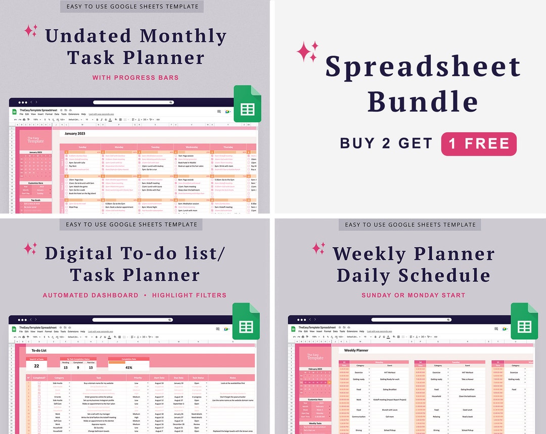 Pink Spreadsheet Bundle iPad Planner Google Sheets Schedule Spreadsheet ...