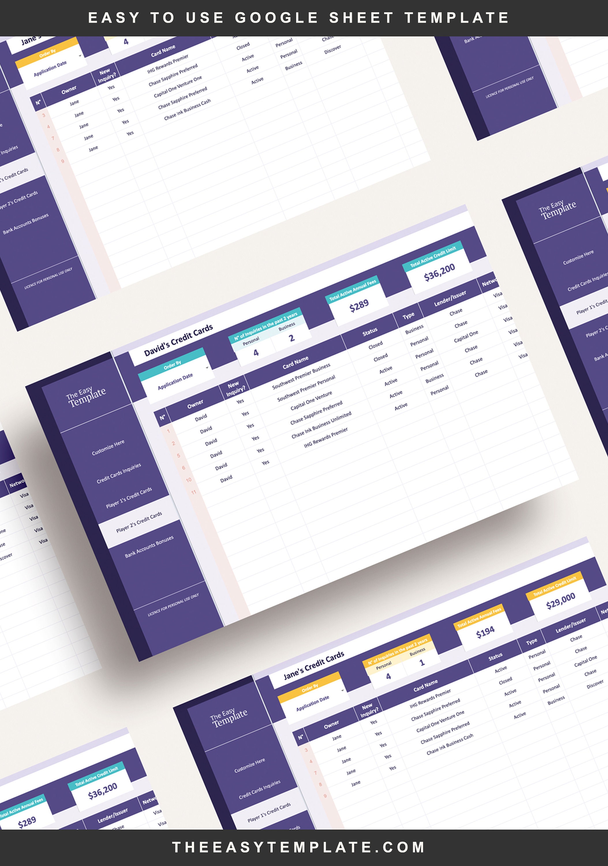 Travel Hacking Google Sheet Tracker Credit Card Churning - Etsy