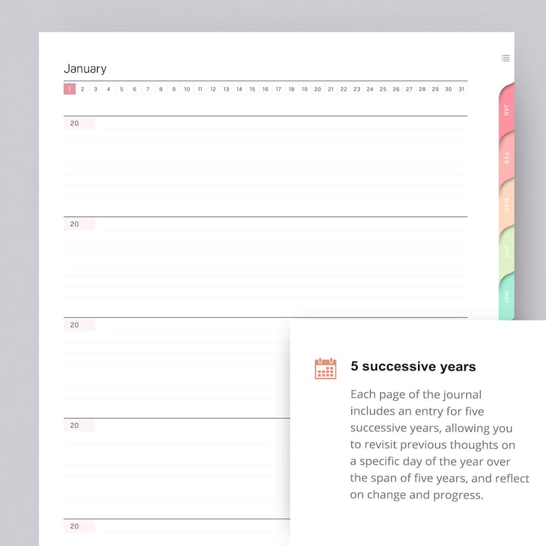 Digital One Line a Day 5 Year Book Daily Journal 365 Day Journal Five ...