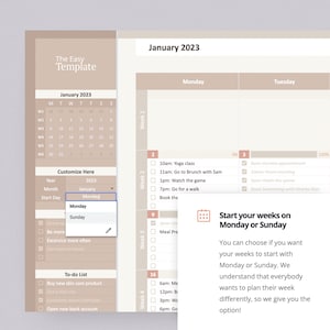 Monthly Planner Google Sheets 2023 2024 Calendar Undated Daily Planner ...