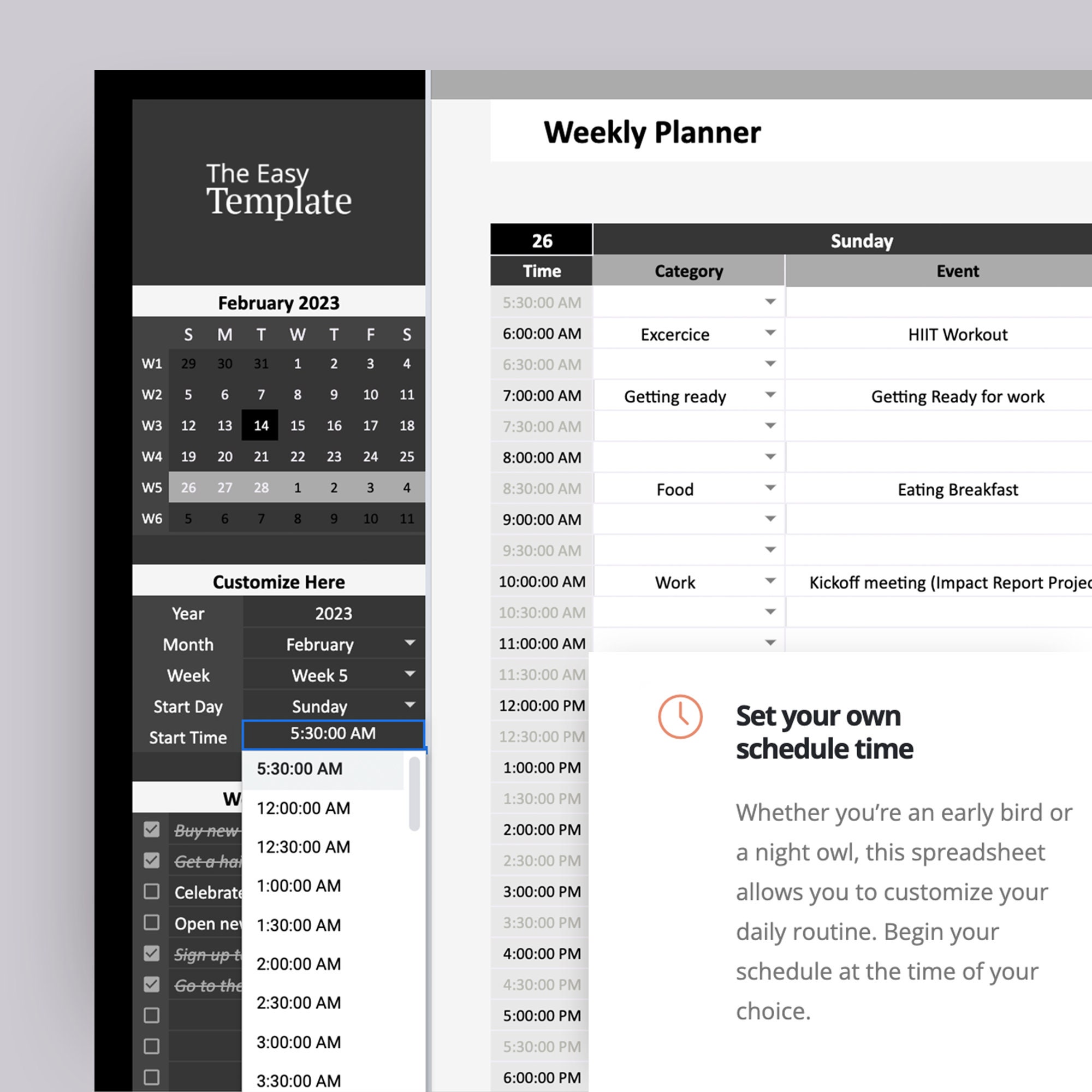 Workday Planner Digital Office Schedule Employee Planner Digital ...