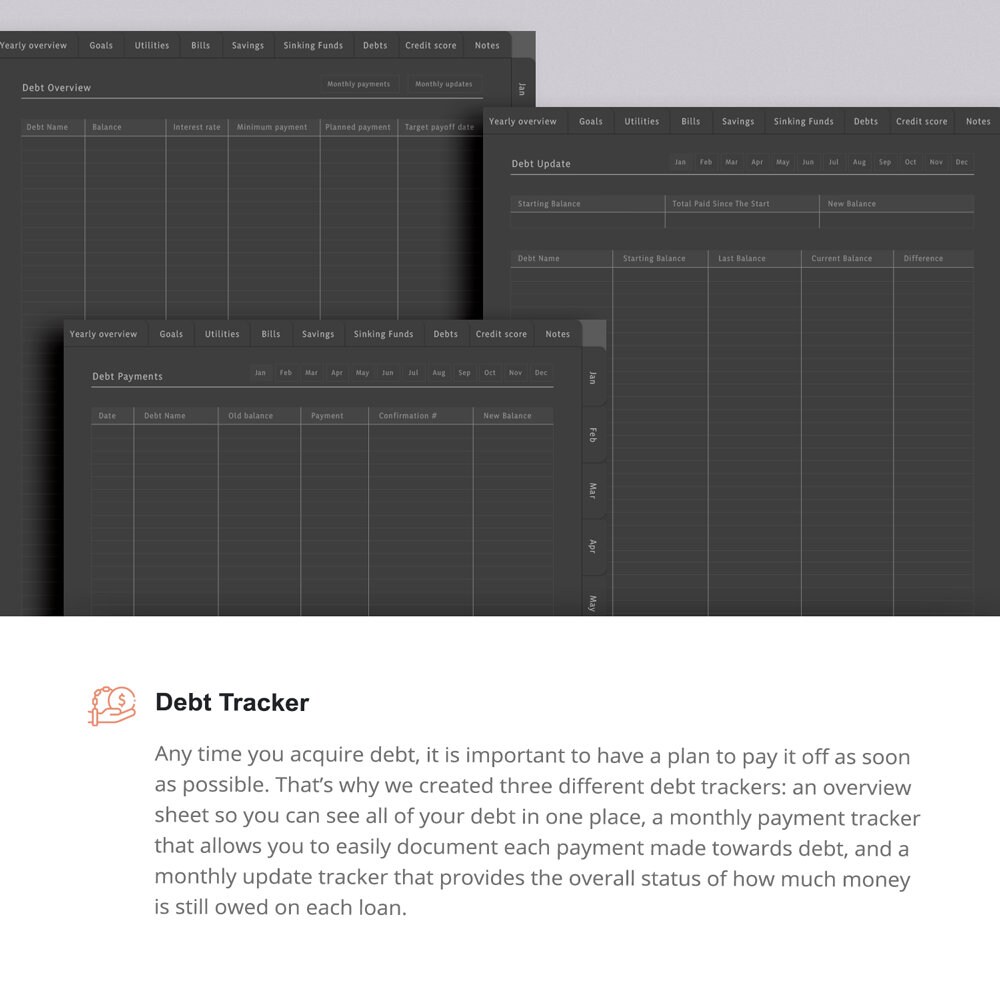 Black Finance Tracker Budgeting System Goodnotes Paycheck Digital ...