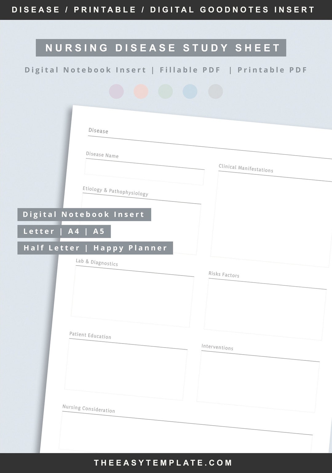 Nursing Study Template Disease Study Sheet Nursing Notes Student ...