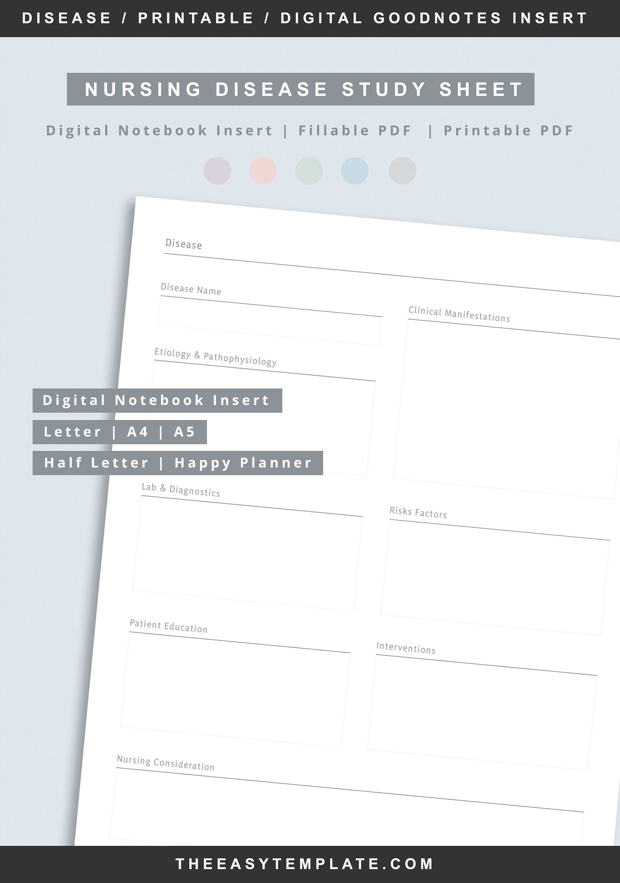 Nursing Study Template Disease Study Sheet Nursing Notes Student ...