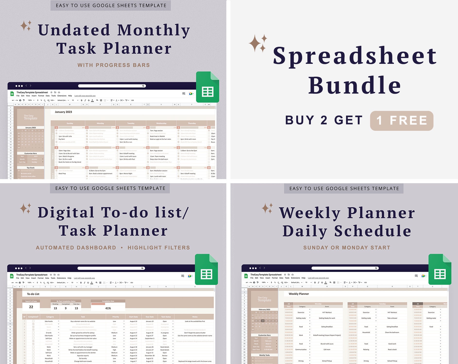 Digital Planner Bundle Google Sheets Spreadsheet Planner iPad Planner ...