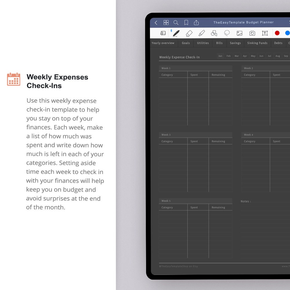 Black Finance Tracker Budgeting System Goodnotes Paycheck Digital ...