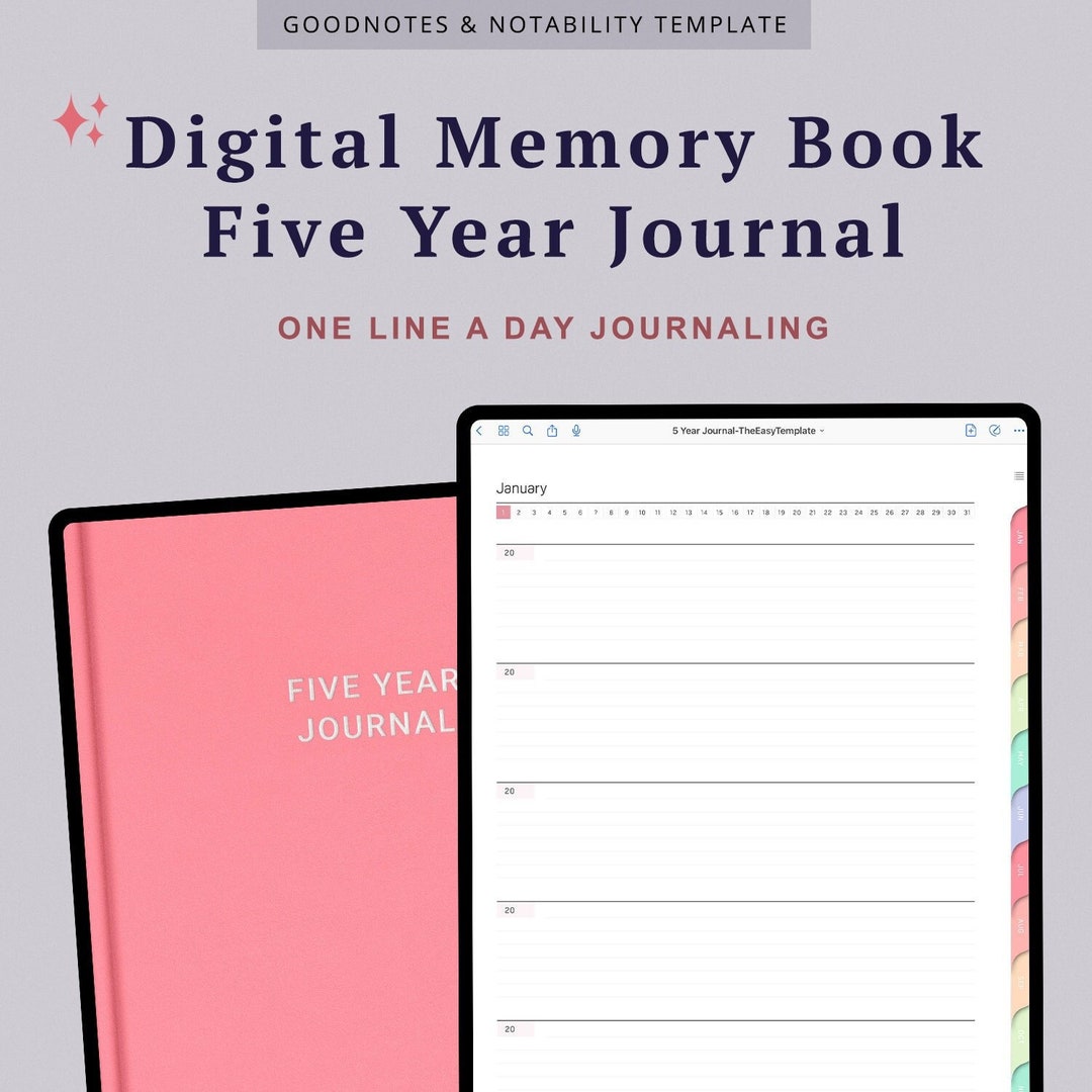 Digital One Line a Day 5 Year Book Daily Journal 365 Day Journal Five ...