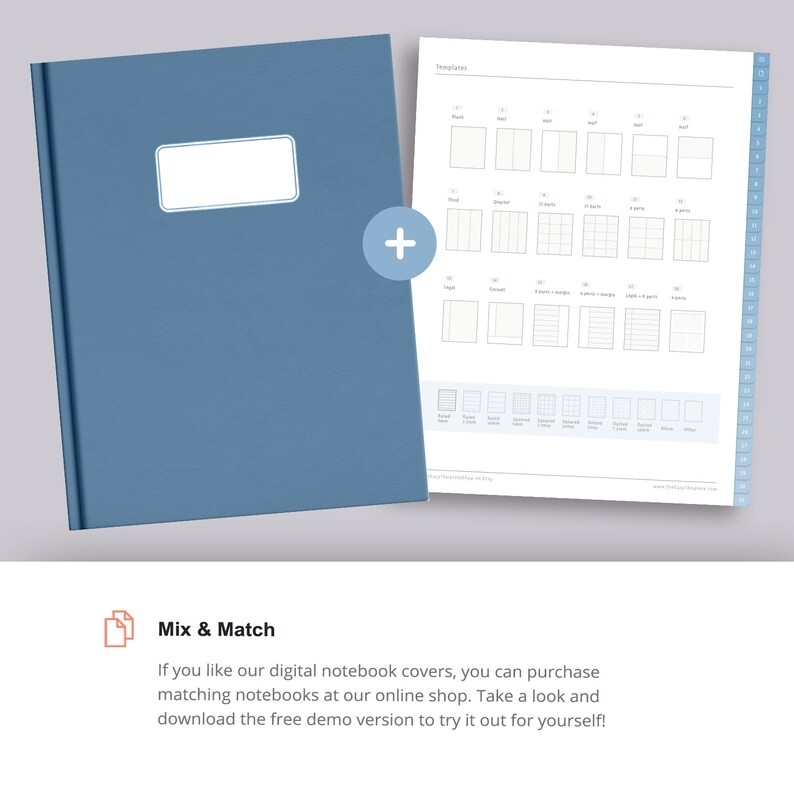 Blue Digital Covers Goodnotes Notebook Minimalist Covers Dreamy Blue ...