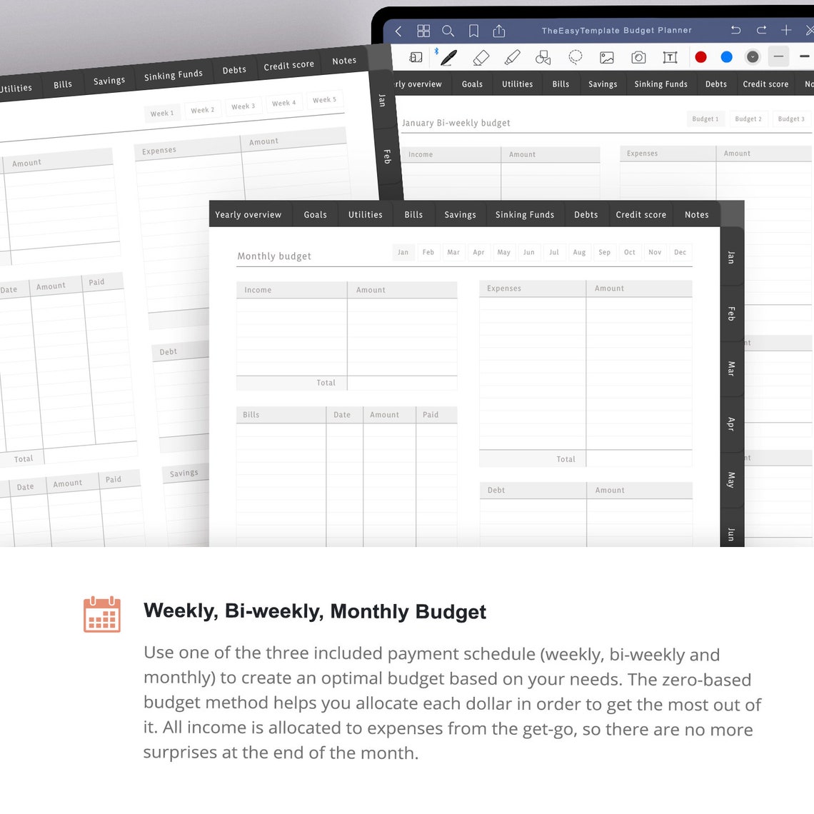Classic Digital Budget Planner Goodnotes Paycheck Budget Bi-weekly ...
