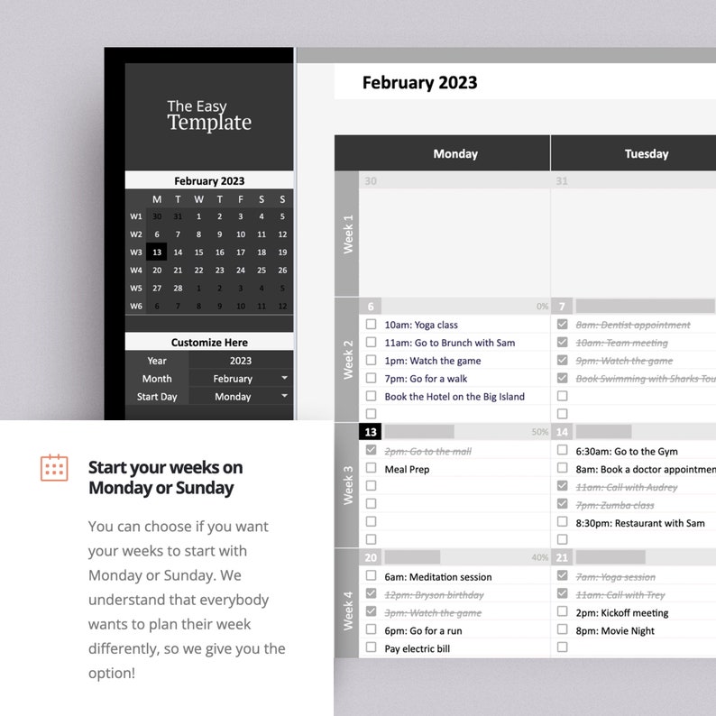 Editable Monthly Calendar, Monthly Planner Template, Automated ...