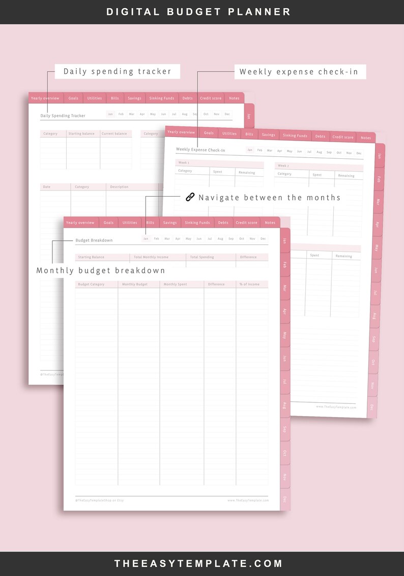 Digital Budget Planner Monthly Budget Weekly Paycheck Digital | Etsy