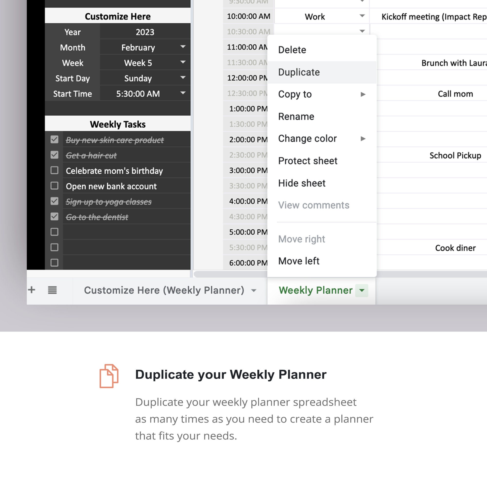 Workday Planner Digital Office Schedule Employee Planner Digital Planner Spreadsheet Google ...