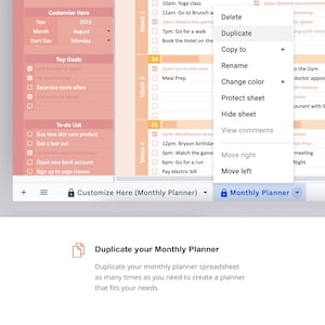 Monthly Planner Spreadsheet Template Google Sheets Work Schedule Goal ...