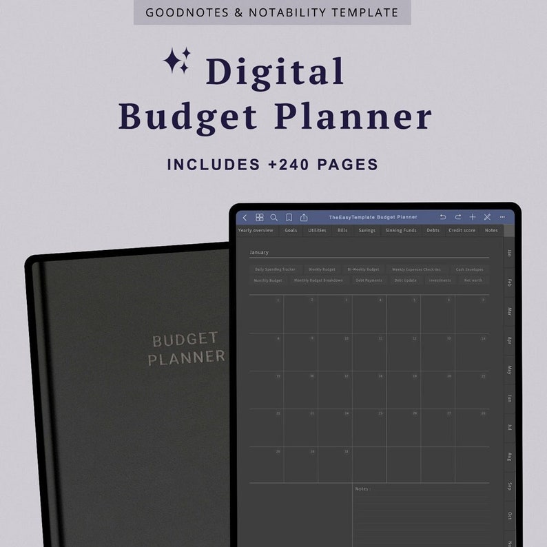 Black Finance Tracker Budgeting System Goodnotes Paycheck Digital ...