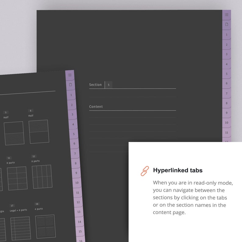 IPad Notes Goodnote Template Study Notebook Hyperlink Tabs Black Notes ...