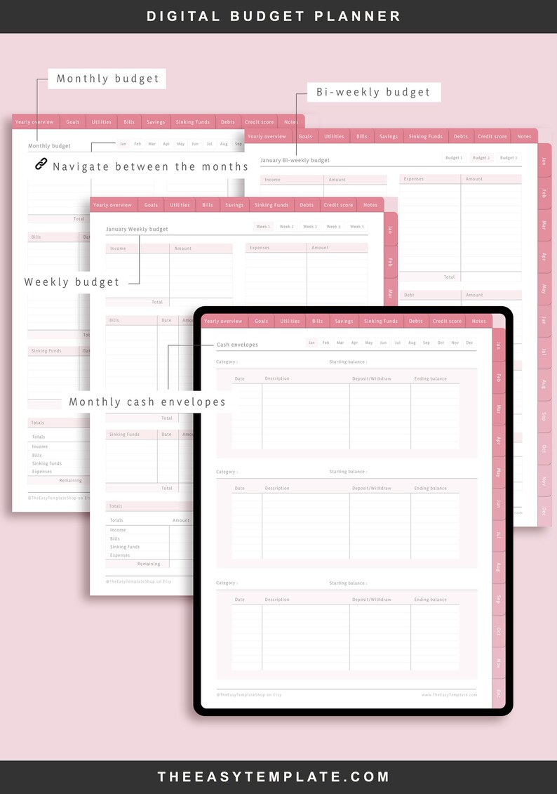 Digital Budget Planner Monthly Budget Weekly Paycheck Digital | Etsy