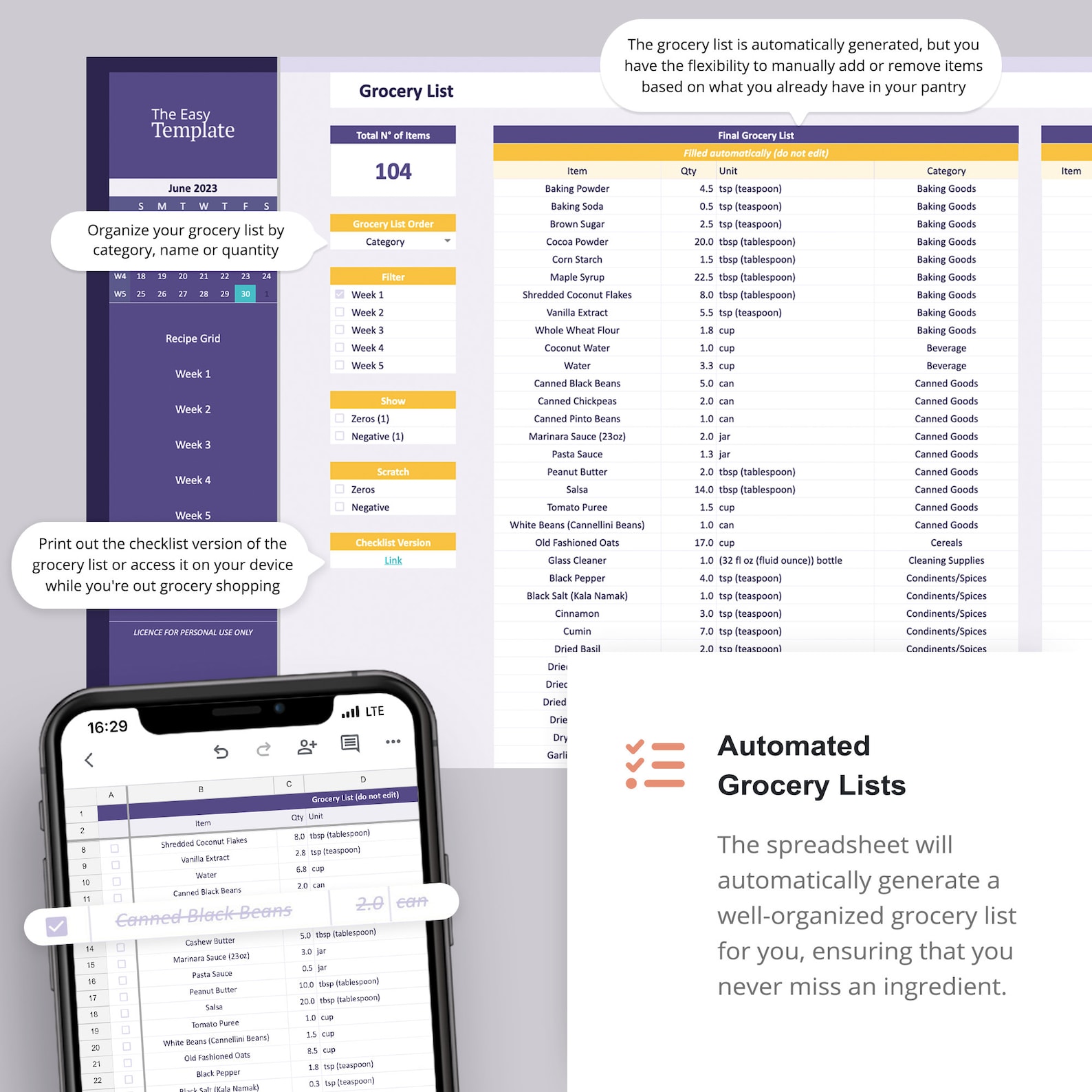 Monthly Meal Planner Spreadsheet Food Prep Log Google Sheets Weekly ...