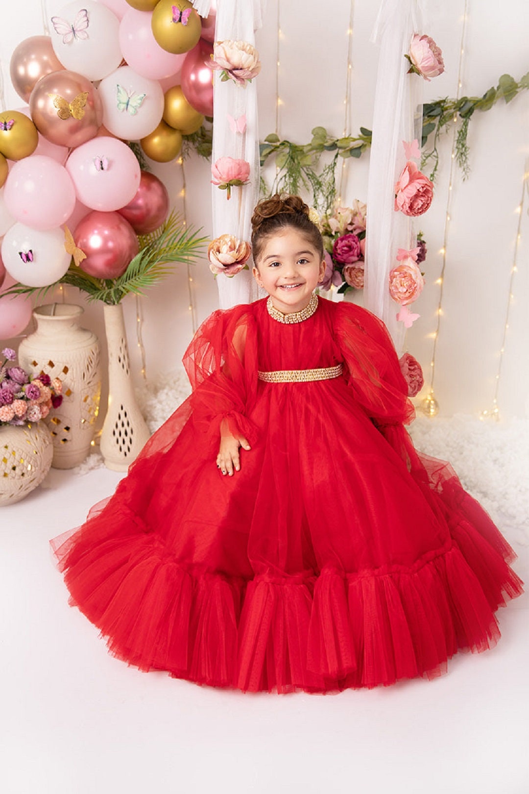 Red Tulle Dress, New Year Outfit, Girl Red Holiday Gown Dress, Red ...