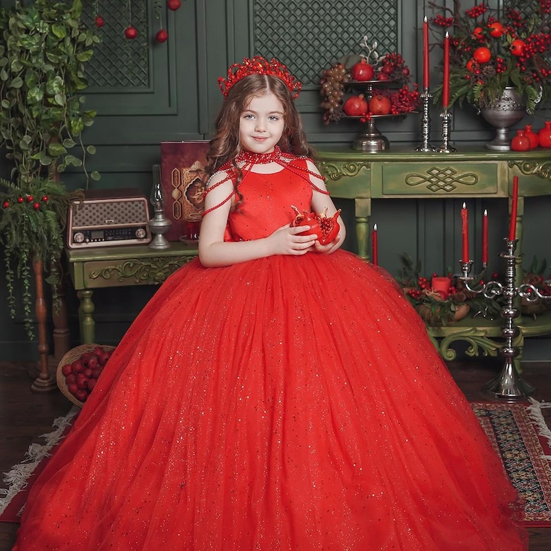 Red Flower Girl Dress - Etsy