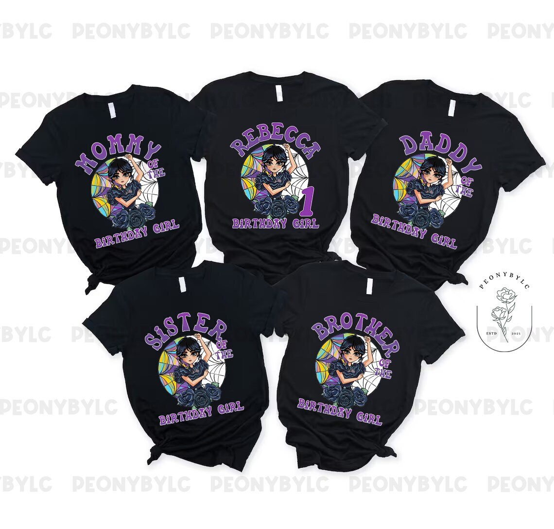 Wednesday Themed Birthday Party Shirt, Custom Name&Age Birthday Party ...