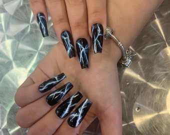 Lightning Bolt Nails - Etsy