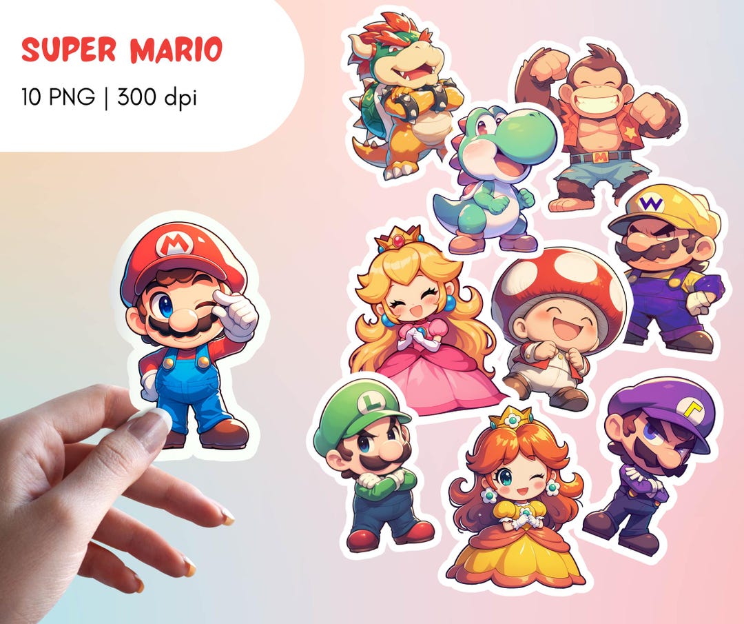 Super Mario Sticker Set / Printable Retro Video Game Stickers Pack ...