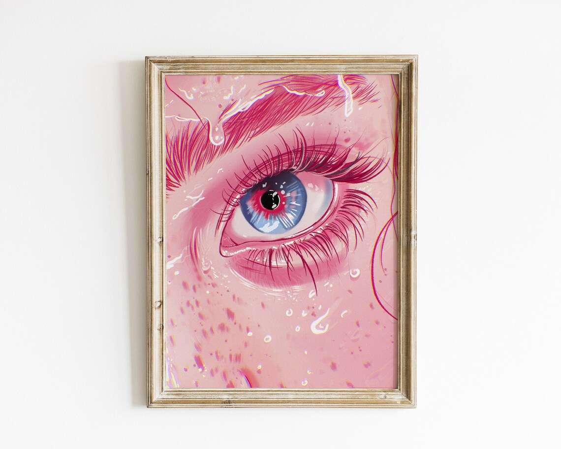 Eye Close up Print / Printable Kawaii Digital Art Pink Shades, Pastel ...