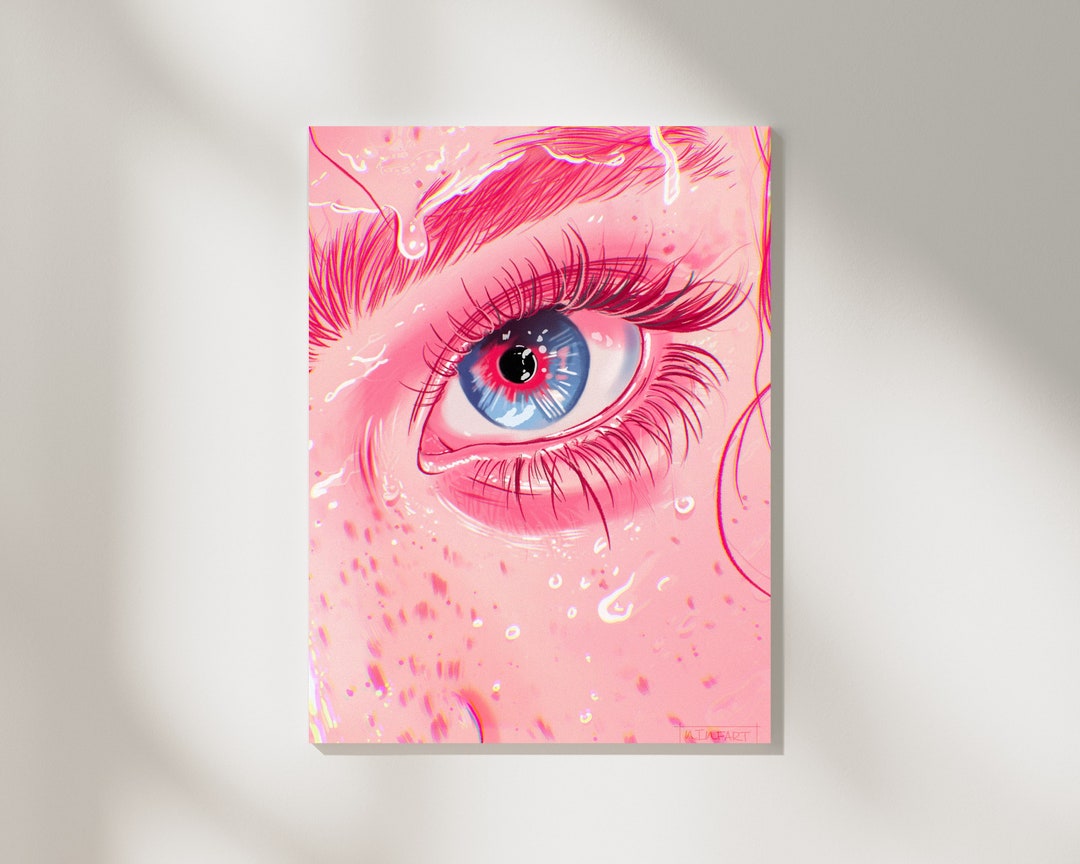 Eye Close up Print / Printable Kawaii Digital Art Pink Shades, Pastel ...
