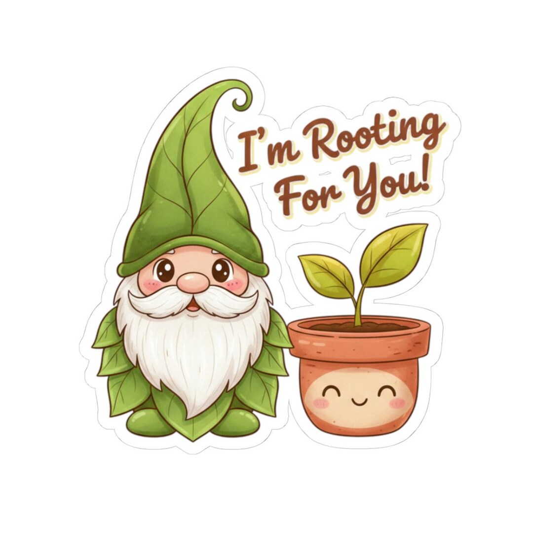 I'm Rooting for You Plant Pun Kiss-cut Sticker | Sage Cream Botanical ...
