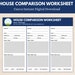 Real Estate House Comparison Worksheet | House Hunting Checklist ...