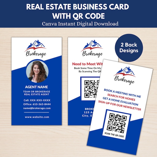 Real Estate Vertical Business Card With Qr Code - Etsy