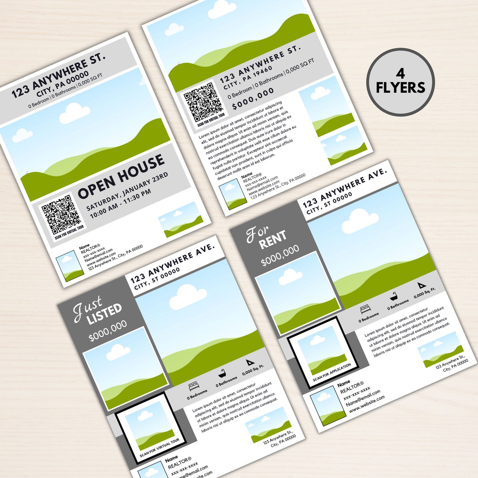 Real Estate Flyers & Postcards: Canva Templates With QR Code (digital ...